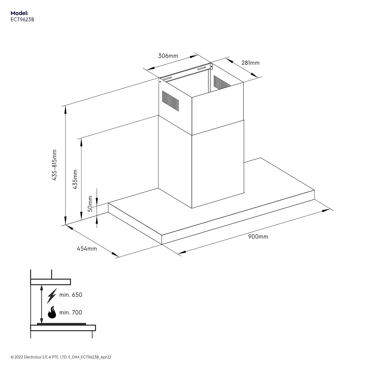 90cm UltimateTaste 500 kitchen chimney hood - ECT9623B | Electrolux India
